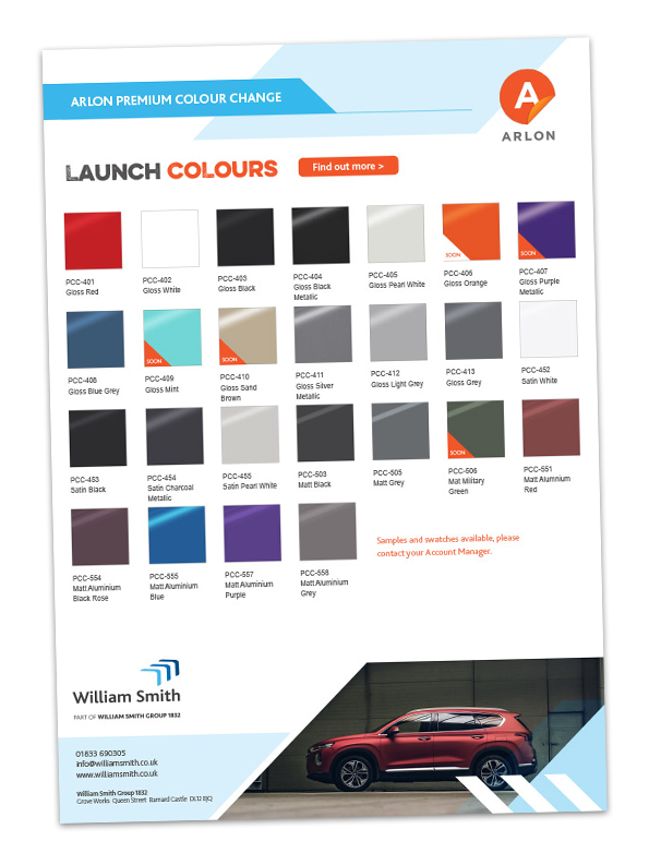 Arlon PCC Colour Card